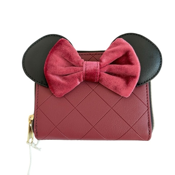 Loungefly | Bags | Disney Loungefly Red Velvet Bow Minnie Mouse Wallet ...